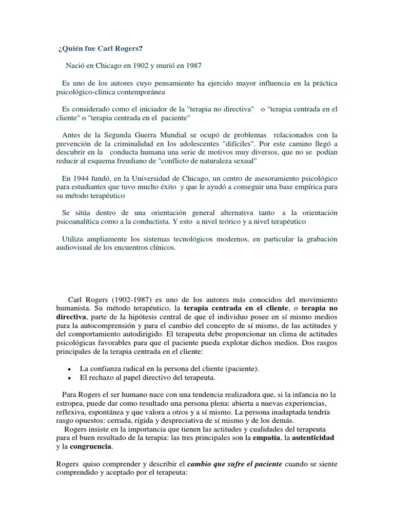 Carl Rogers El Humanismo | PDF | Psicologia humanista | Psicoterapia