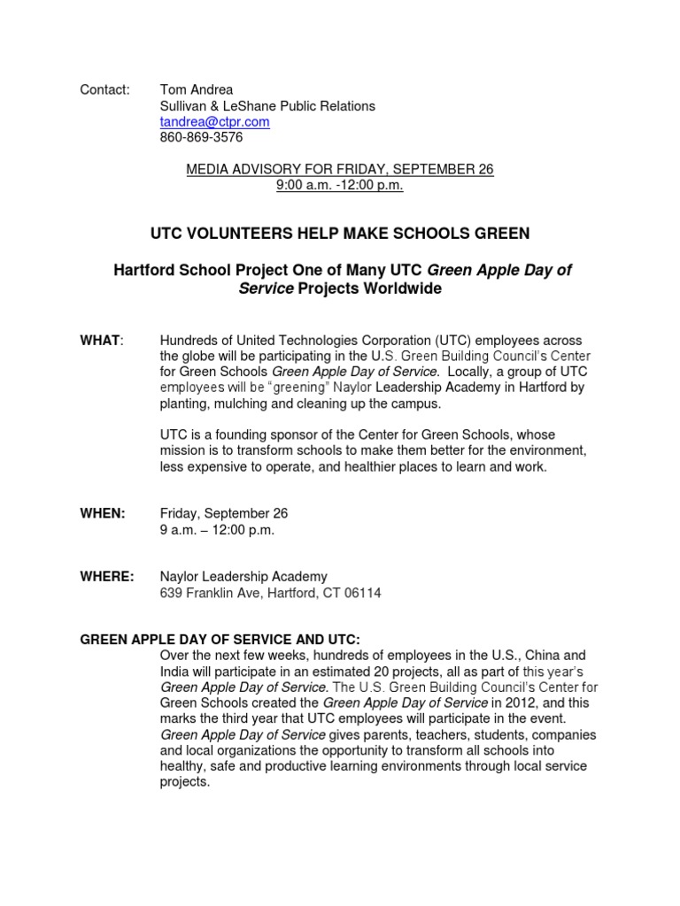UTC's Green Apple Day of Service 2023 | PDF