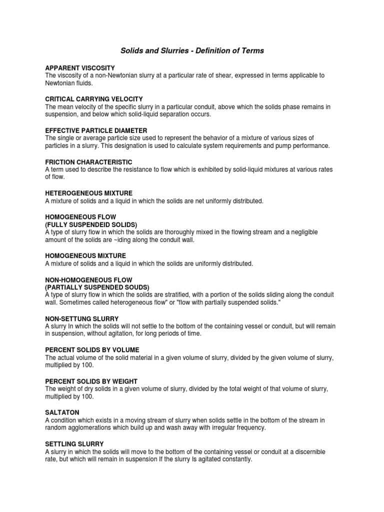 Solids and Slurries - Definition of Terms | PDF | Wear | Belt (Mechanical)