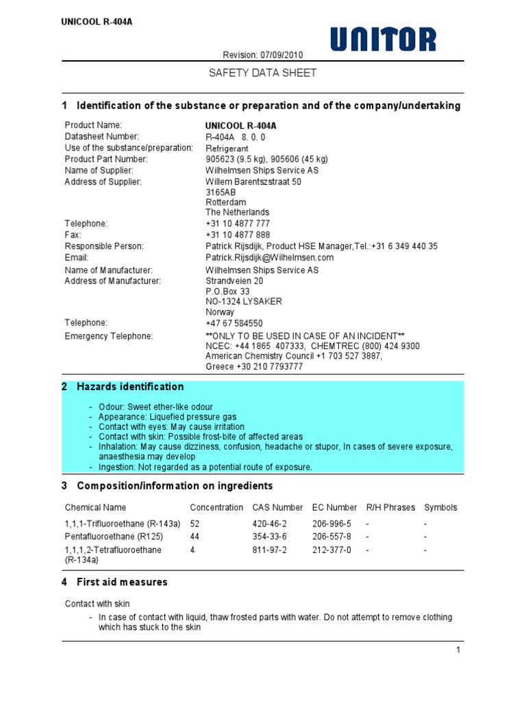 R 404a | PDF | Dangerous Goods | Safety
