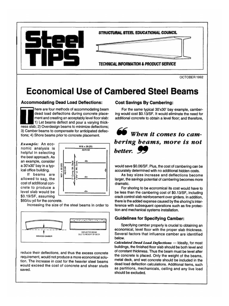Camber | PDF | Beam (Structure) | Structural Load