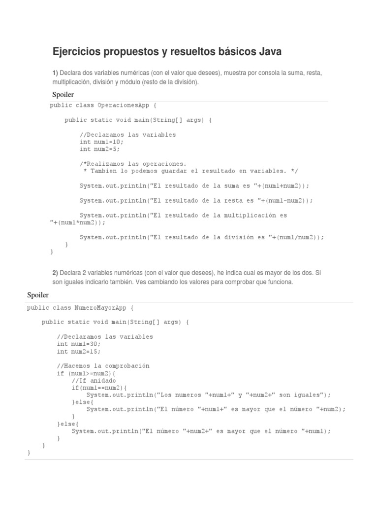 Ejercicios Propuestos y Resueltos Básicos Java - Optimizado | PDF | Número primo | Notación