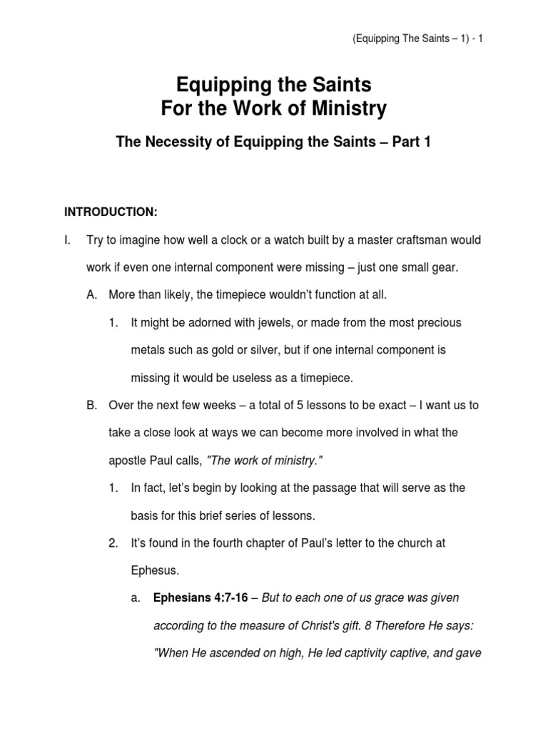 Equipping The Saints 1 The Necessity of Equipping The Saints - Part 1 ...