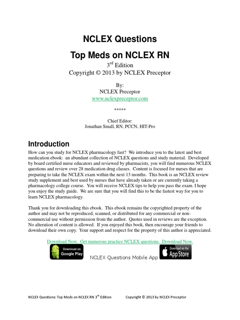 NCLEX Medications For Nurses | PDF | National Council Licensure ...