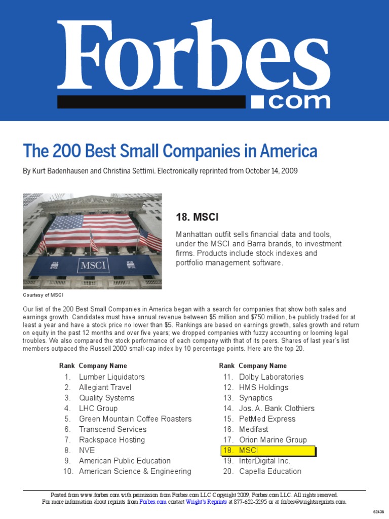 200 Best Small Companies in America | PDF | Finance & Money Management