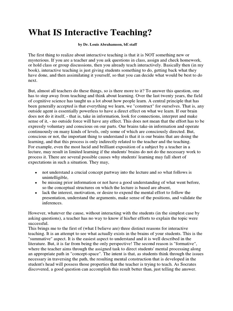 Interactive Teaching | PDF | Brainstorming | Motivation