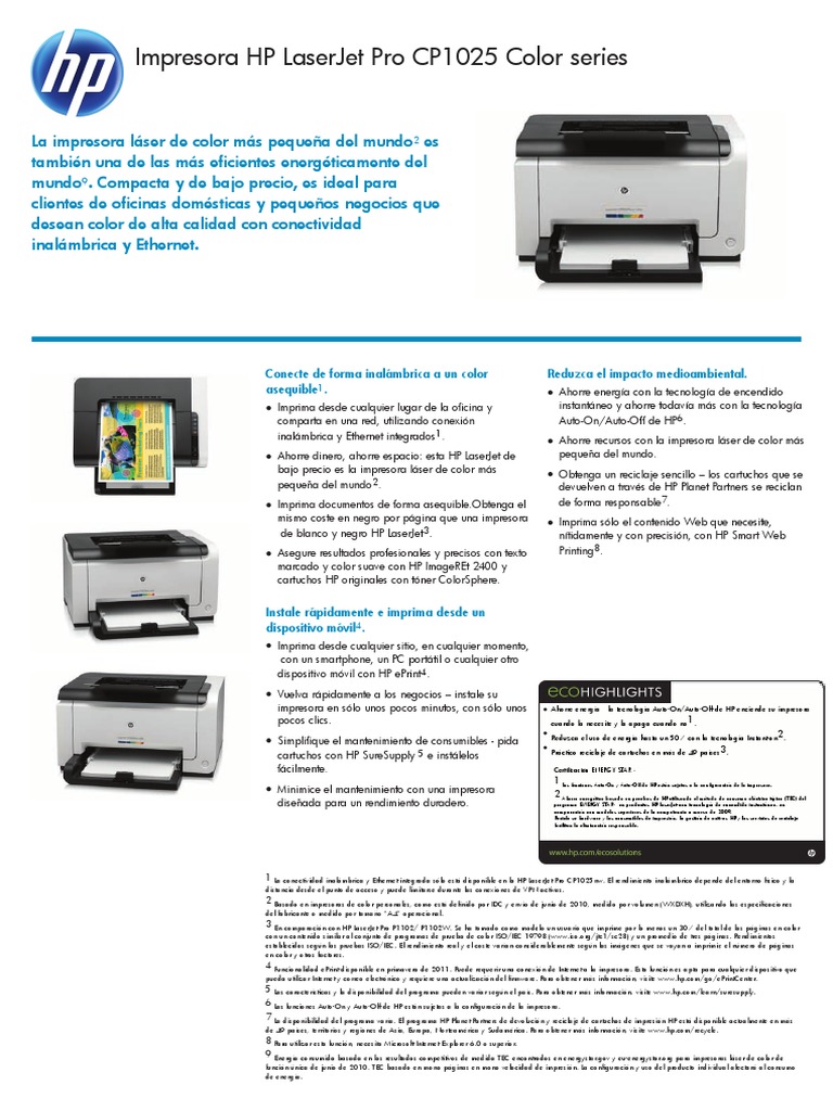 Impresora HP Laserjet Pro Cp1025 Color Series | PDF | Impresora ...