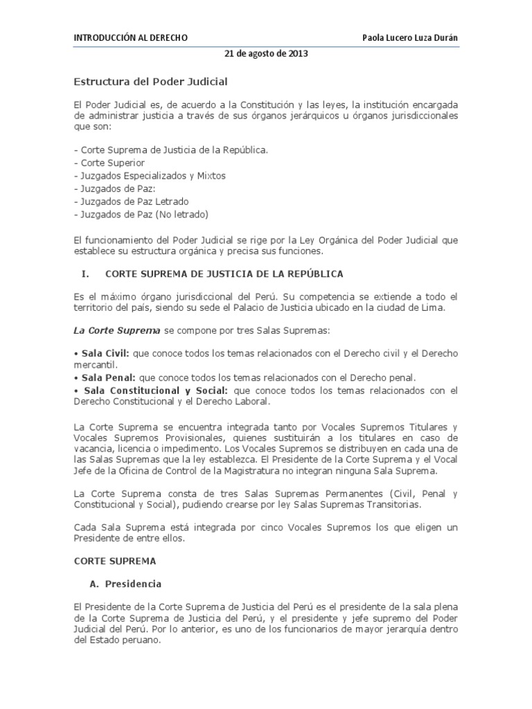 Estructura del Poder Judicial en Perú | PDF | Gobierno | Ley Pública