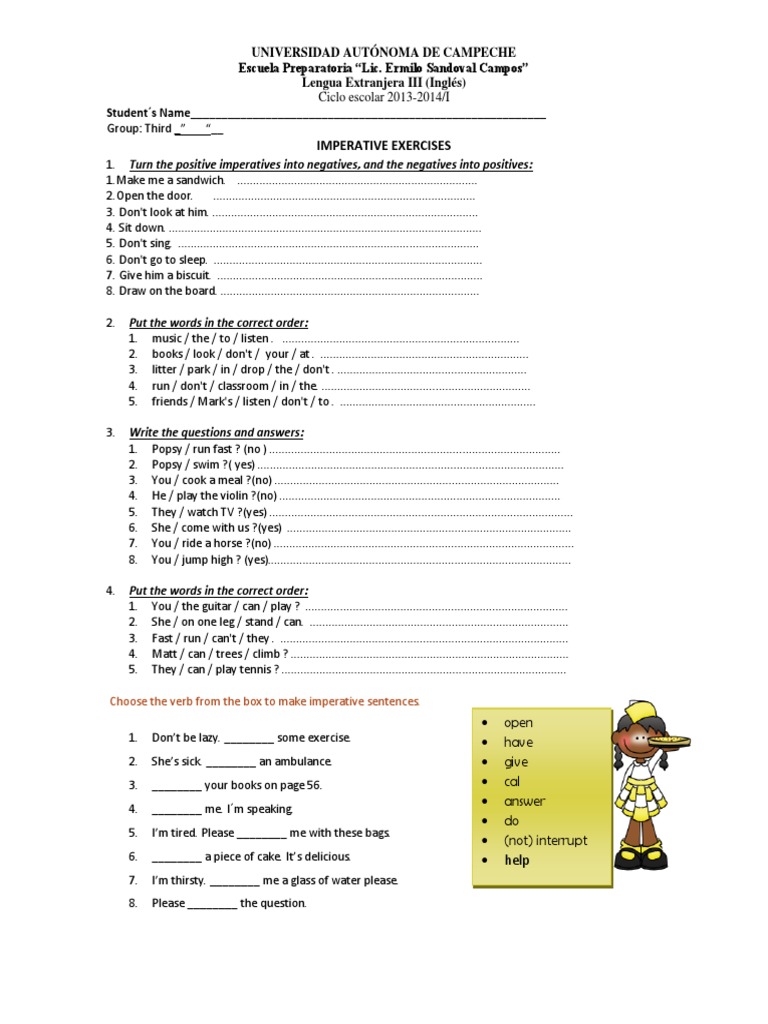 Imperative Exercises | PDF | Rules | Onomastics