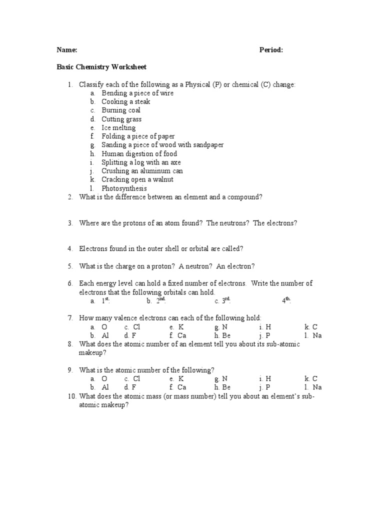 Basic Chemistry Review | PDF