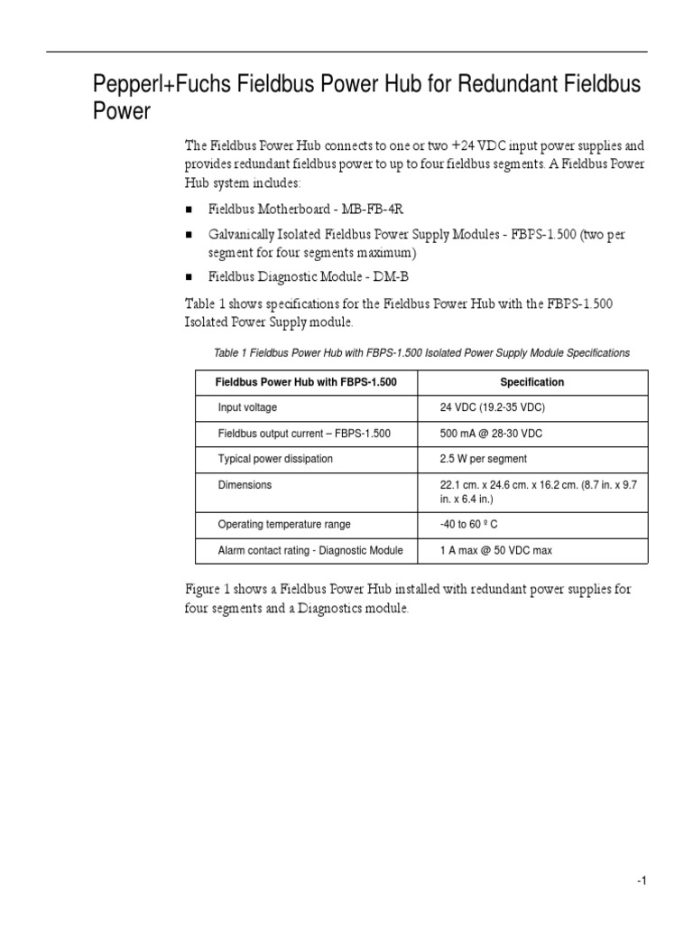 Pepperl+Fuchs Fieldbus Power Hub For Redundant Fieldbus Power | PDF ...