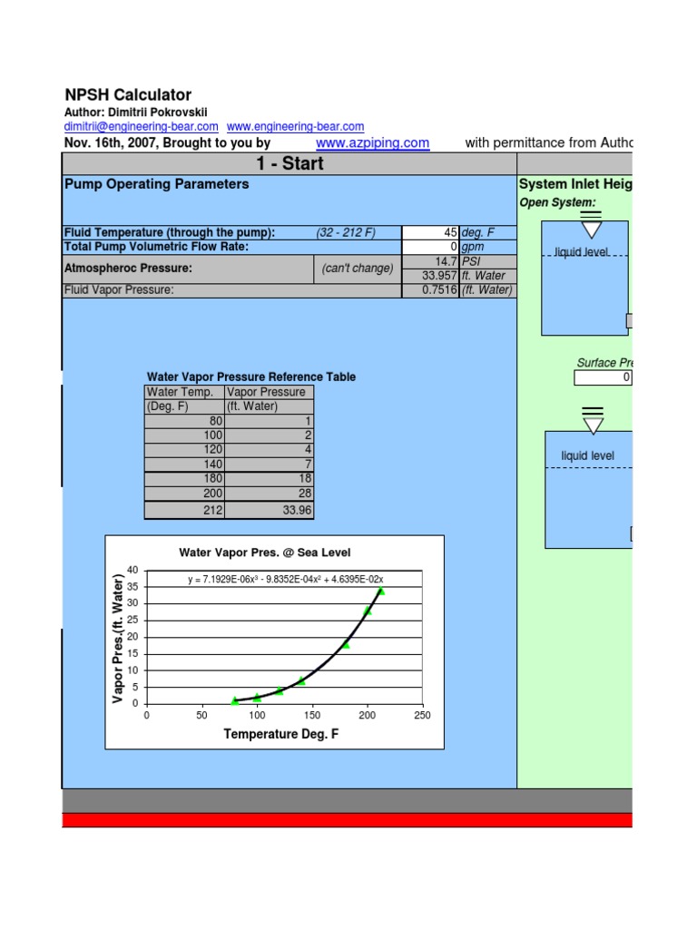 NPSH Calculator For Process Engineer | PDF | Pressure | Pump