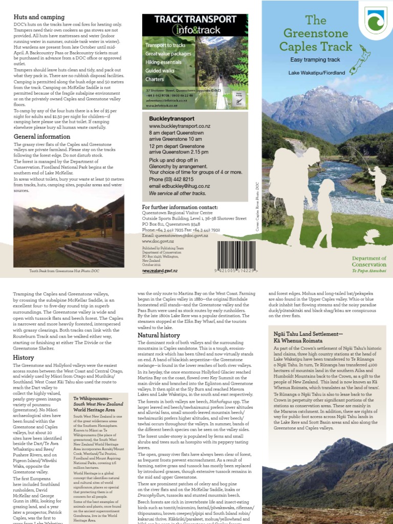 Greenstone Caples Track Brochure | PDF | Conservation | Nature