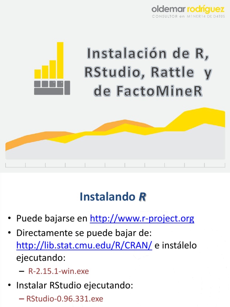 Presentación - Instalación R RStudio Rattle y FactoMineR.6391923 | PDF | Negocios | Informática