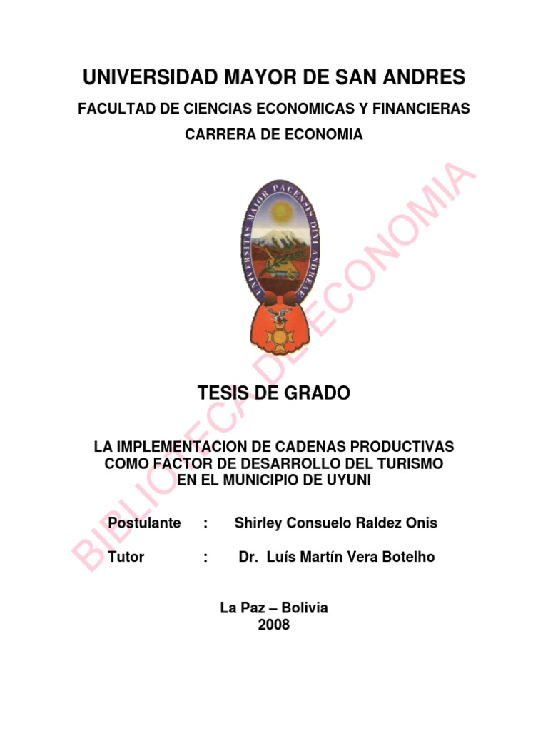 Tesis Turismo Umsa Fac.eco | Competitividad | Turismo