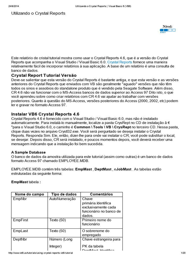 Utilizando o Crystal Reports - VB6 | PDF | Microsoft Access | Janela (informática)