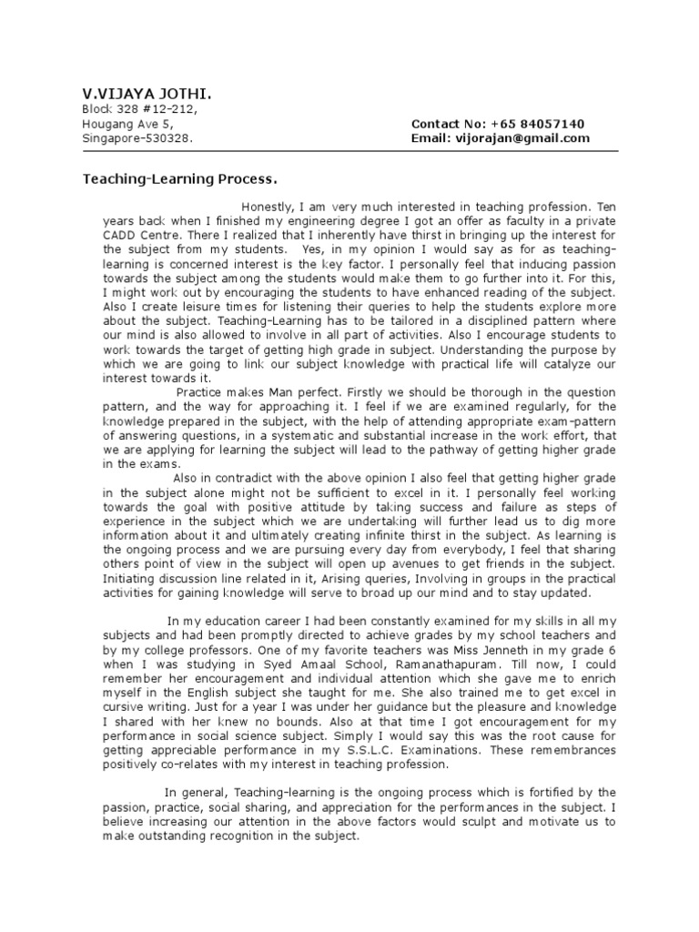 V.Vijaya Jothi.: Teaching-Learning Process | PDF