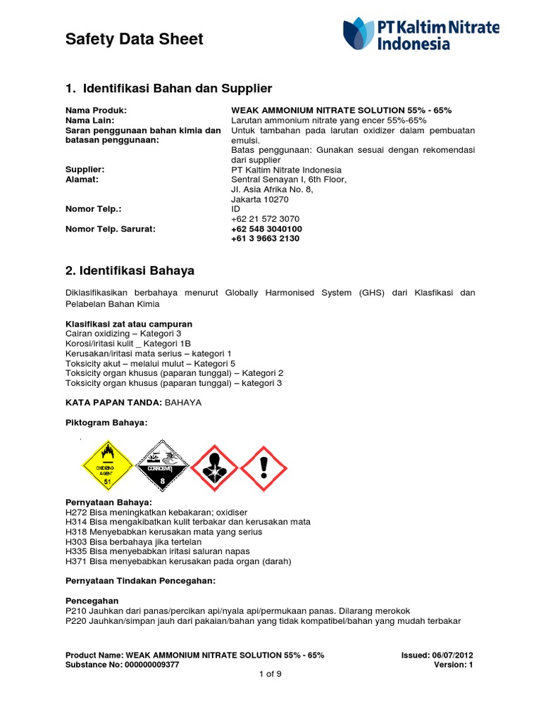 Lembar Data Keselamatan Kimia | PDF