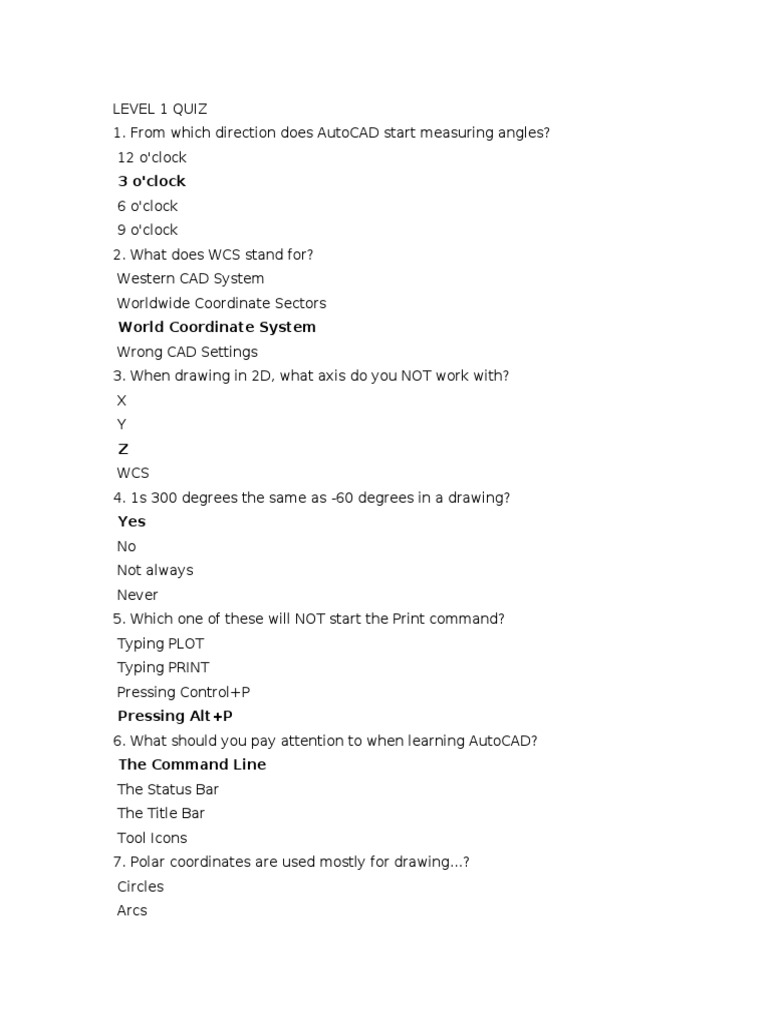 65809622 Autocad Quiz | Computer Aided Design | Technical Drawing ...