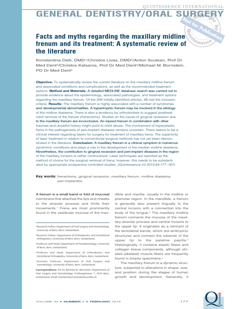 Maxillary Midline Frenum Review | PDF | Dentistry Branches | Medical ...