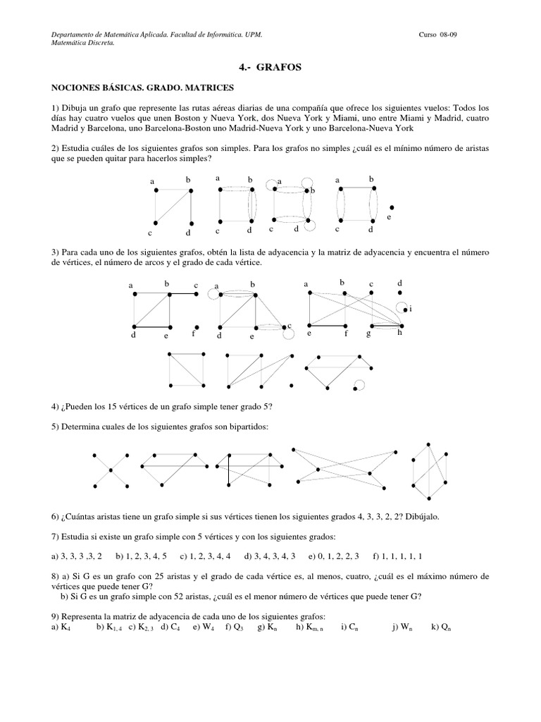 GRAFOS08-09 | Teoría de grafos | Matemáticas discretas
