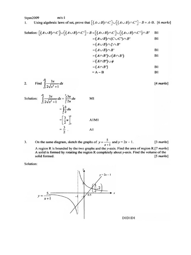 STPM Trials 2009 Math T Paper 1 Answer Scheme (Kelantan) | PDF ...