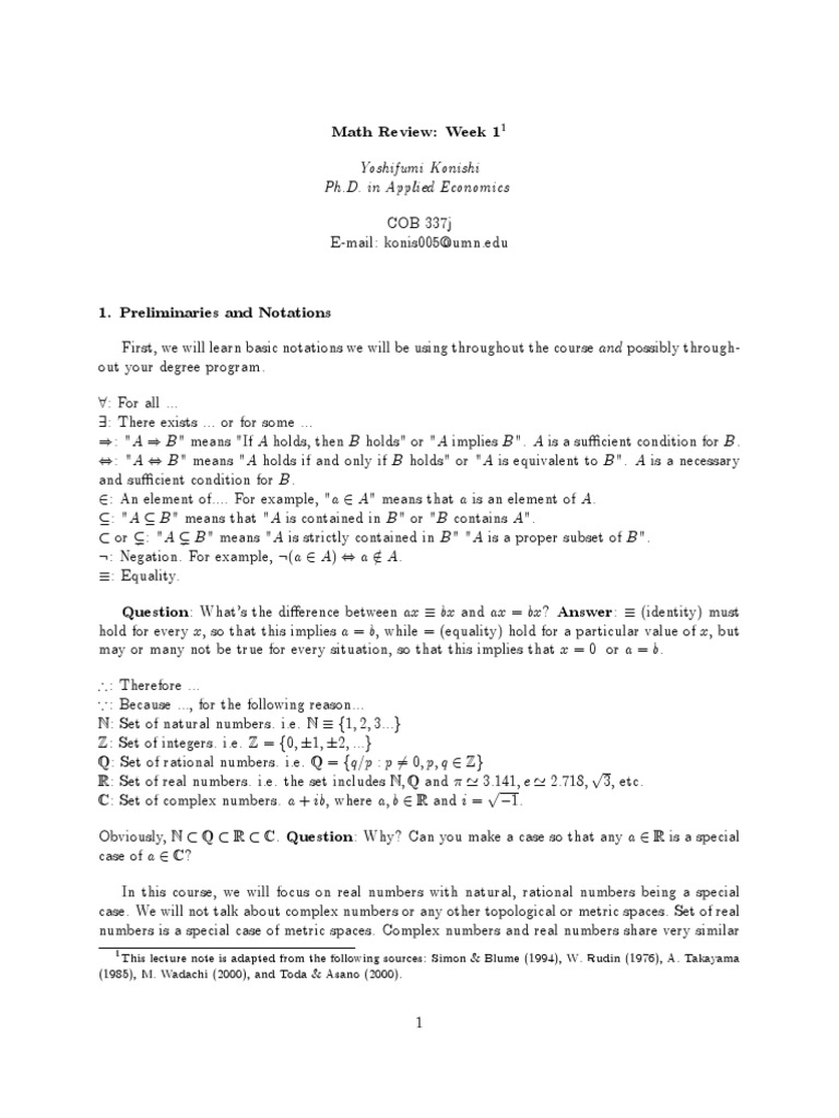 MathReview 1 | PDF | Maxima And Minima | Continuous Function