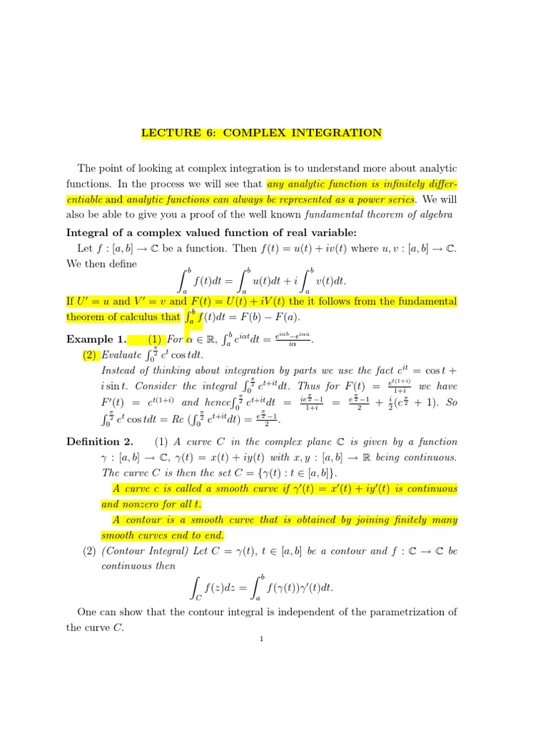 Complex Analysis | PDF | Integral | Complex Number