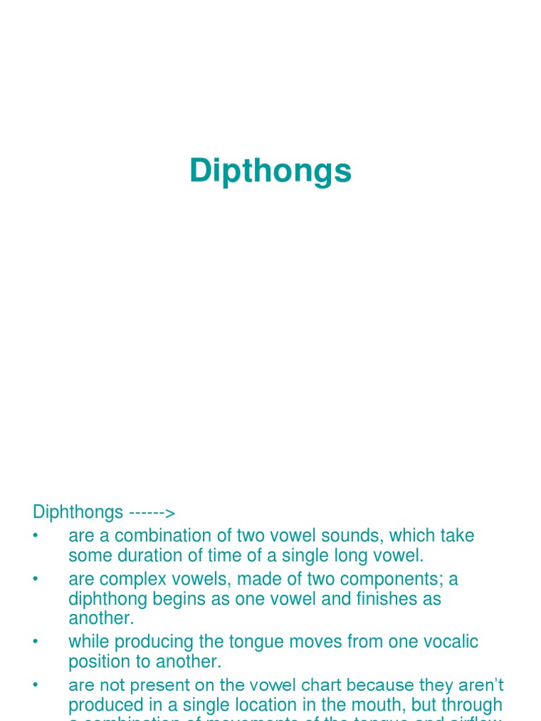 Dipthongs | Vowel | Languages