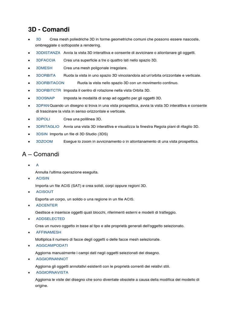 AUTOCAD 2013 Elenco Comandi | PDF