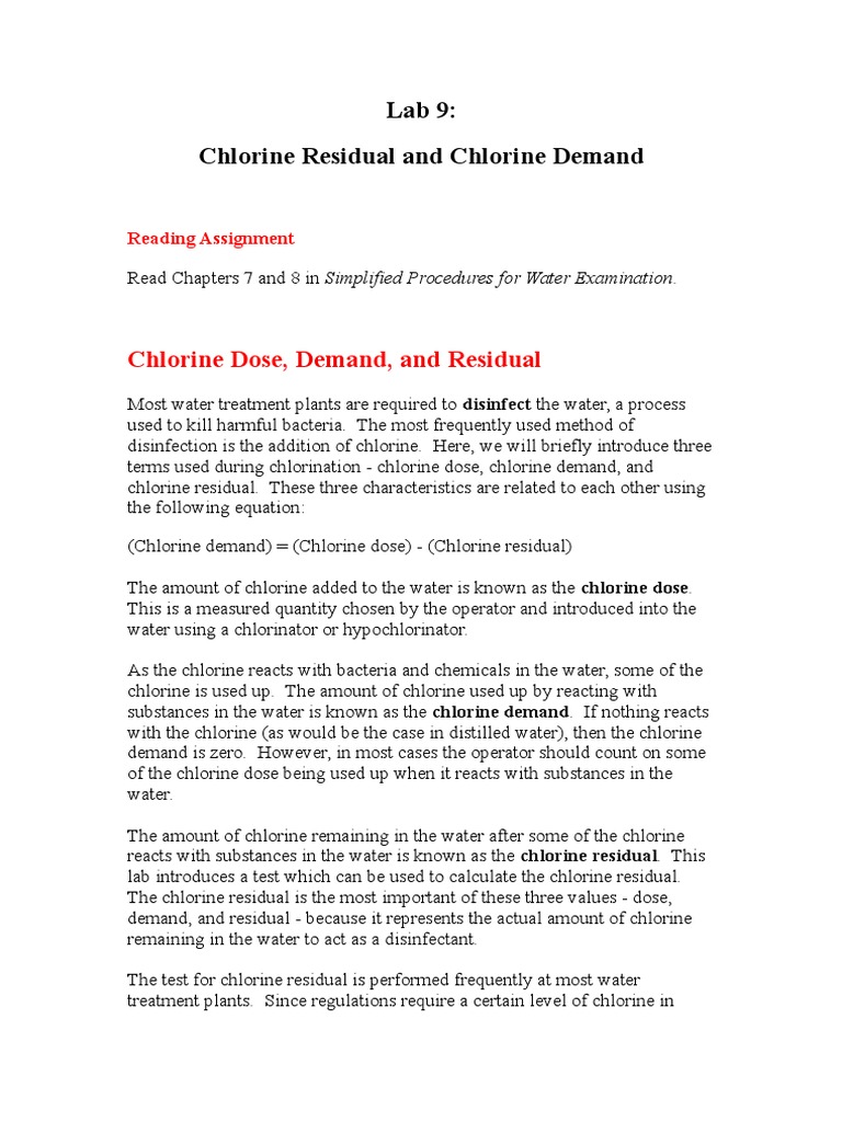 Chlorine Dose and Demand Testing Guide | PDF | Chlorine | Iodine