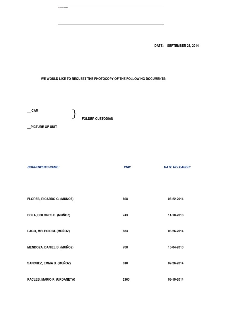Borrower'S Name: PN#: Date Released | PDF