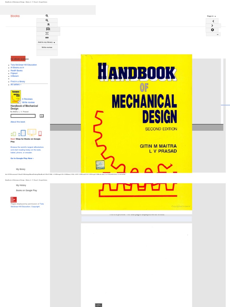 Handbook of Mechanical Design - Maitra, L. v. Prasad - Google Books ...