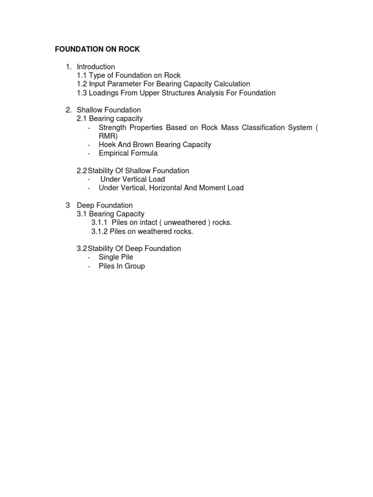 Foundation On Rock | PDF | Deep Foundation | Foundation (Engineering)