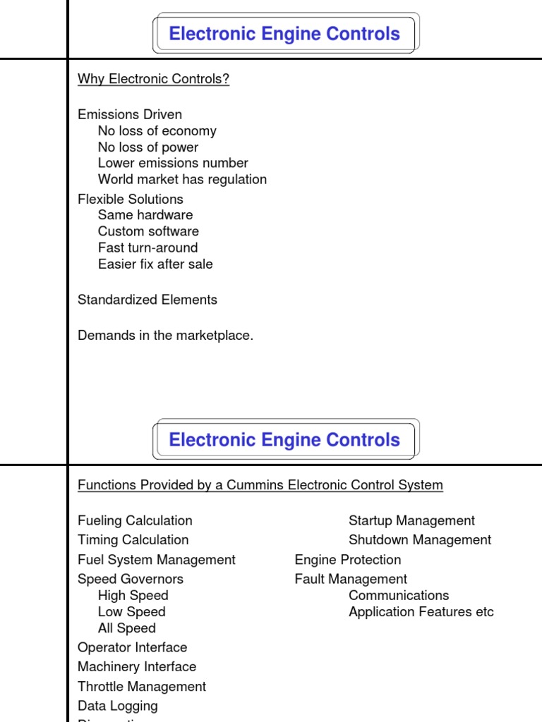 Electronic Engine Control Systems Overview | PDF | Machines | Sensor