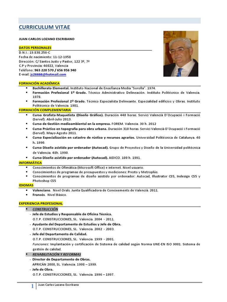 Curriculum Vitae Juan Carlos | PDF | Educación avanzada | Business