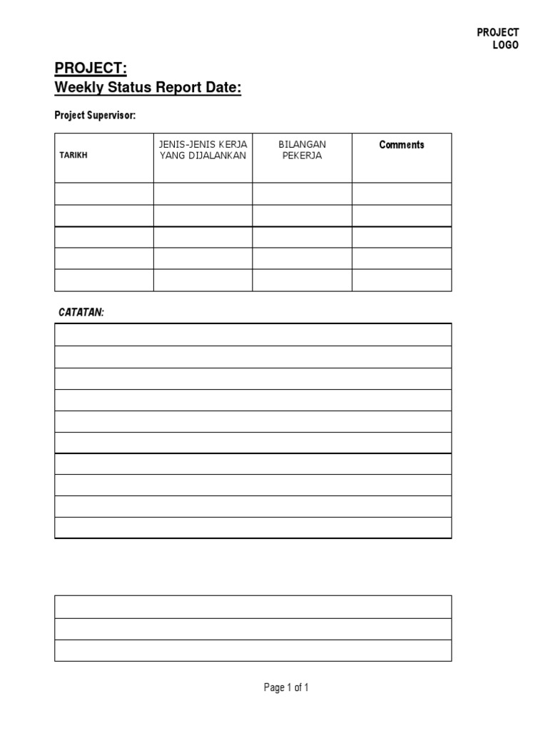 Weekly Project Status Report Template | PDF