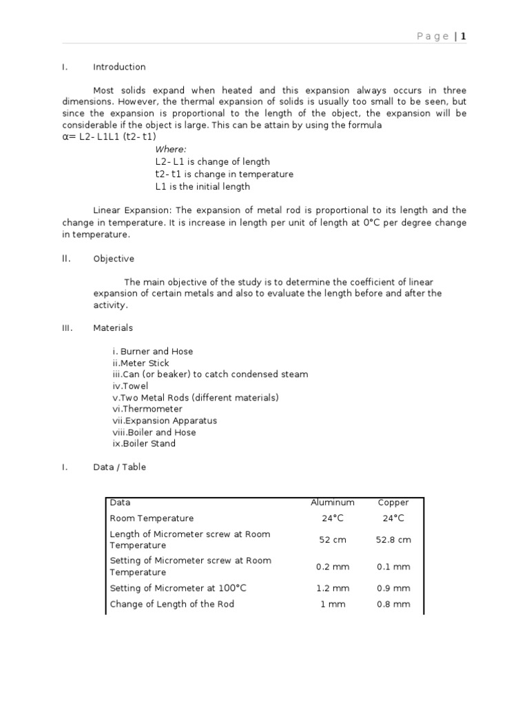 Coefficients of Linear Expansion in Metals | PDF | Thermal Expansion ...