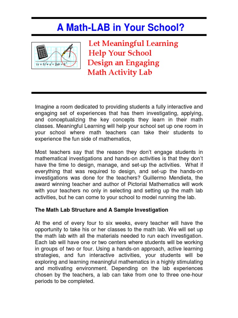 Math Lab Activities | PDF | Teaching Mathematics | Epistemology