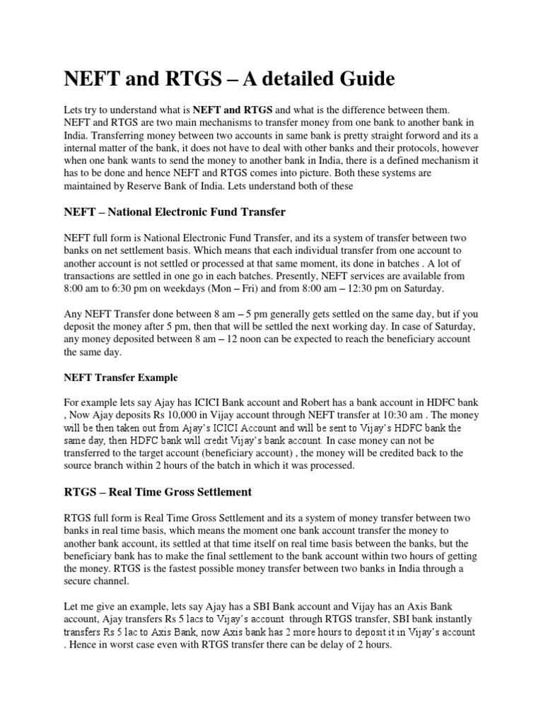 Neft and Rtgs | Download Free PDF | Service Industries | Banking