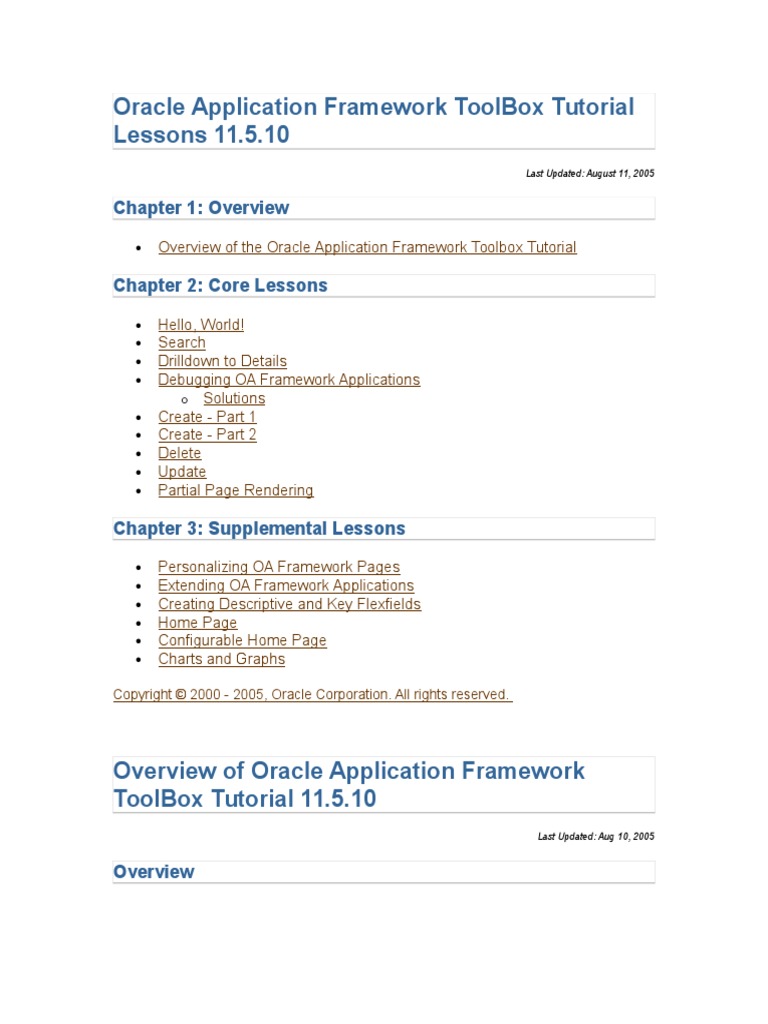 Oracle Application Framework Toolbox Tutorial Lessons Pdf Computer