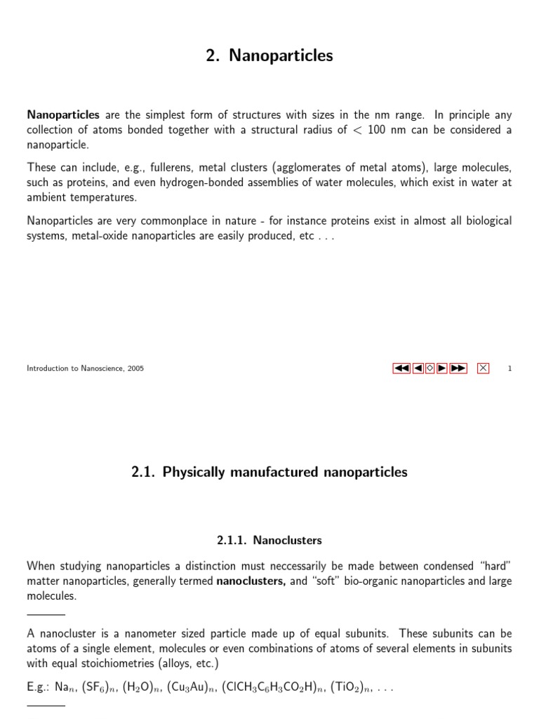 Nanoparticles: Introduction To Nanoscience, 2005 1 | PDF | Cluster ...