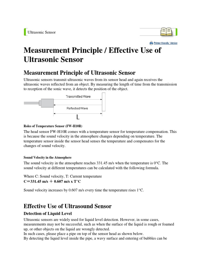 Measurement Principle of Ultrasonic Sensor | PDF | Ultrasound | Sound