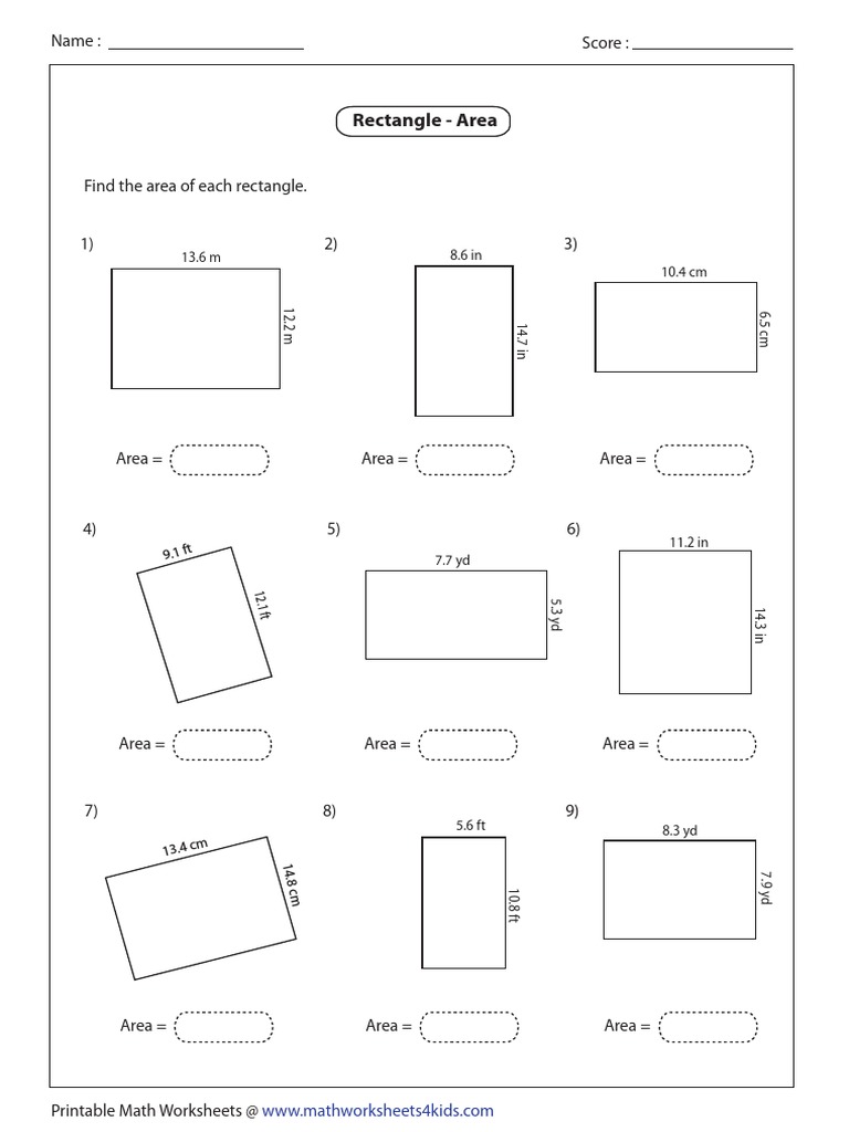 Area of Rectangles Worksheet for Grade 3 | PDF | Teaching Methods ...