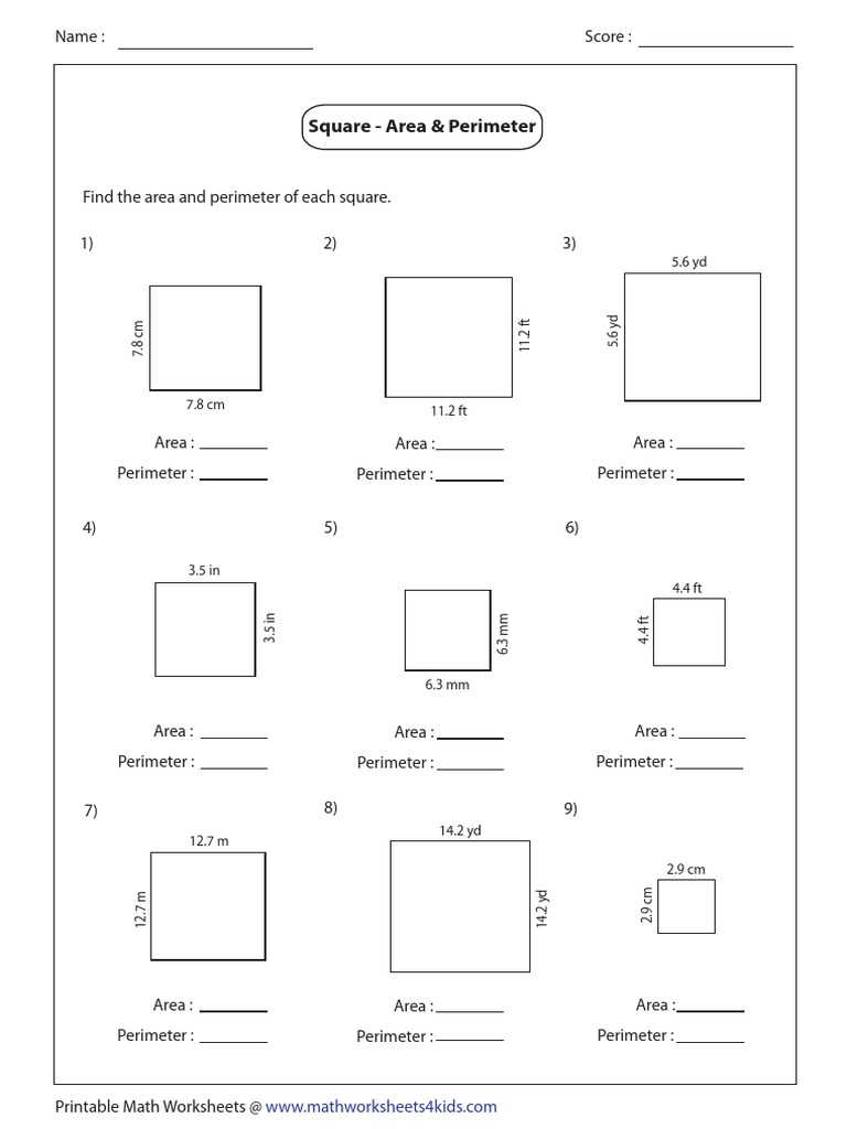 Square Area Perimeter Hard2 | PDF | Teaching Methods & Materials