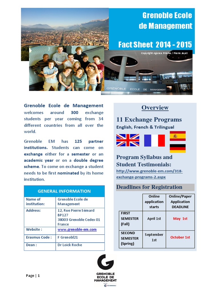 Fact Sheet Grenoble Ecole de Management | PDF | Academic Degree ...