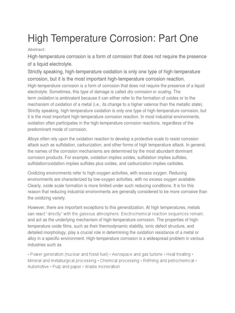High-Temperature Corrosion Overview | PDF | Corrosion | Gibbs Free Energy