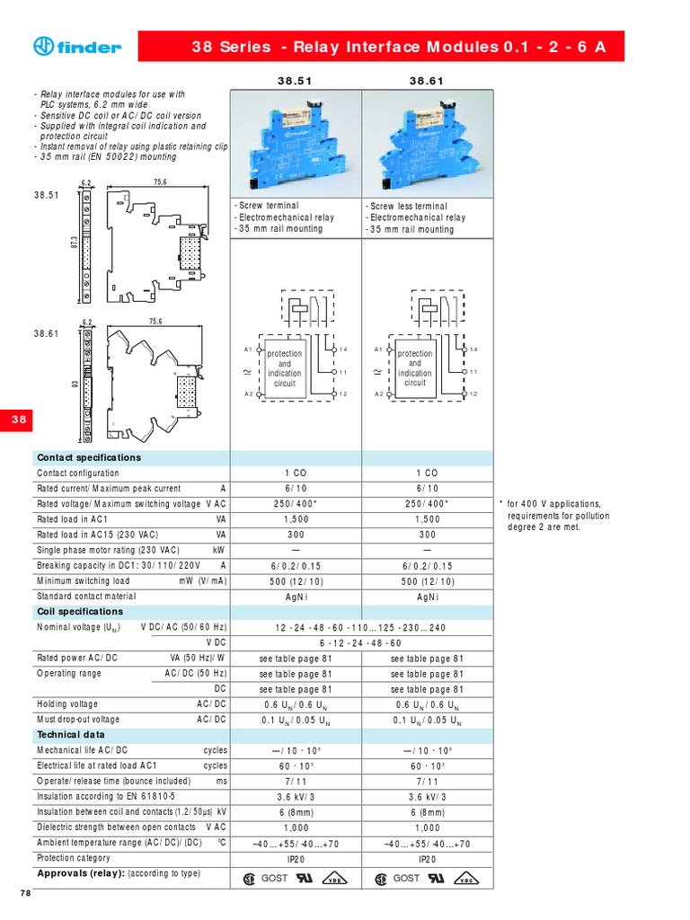 Relee Din Gama 38 | PDF | Relay | Direct Current