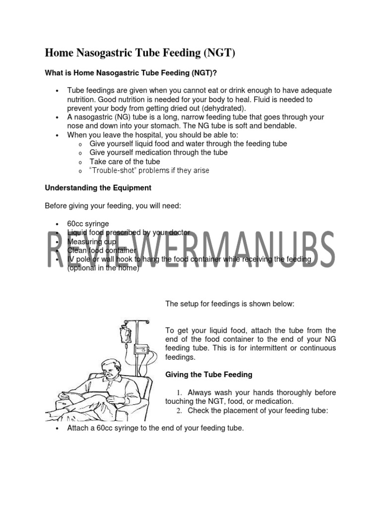 Home Nasogastric Tube Feeding Guide | PDF