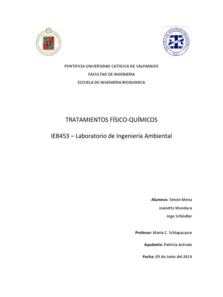 Tratamientos Fisico Quimicos | PDF | Aguas residuales | Aluminio